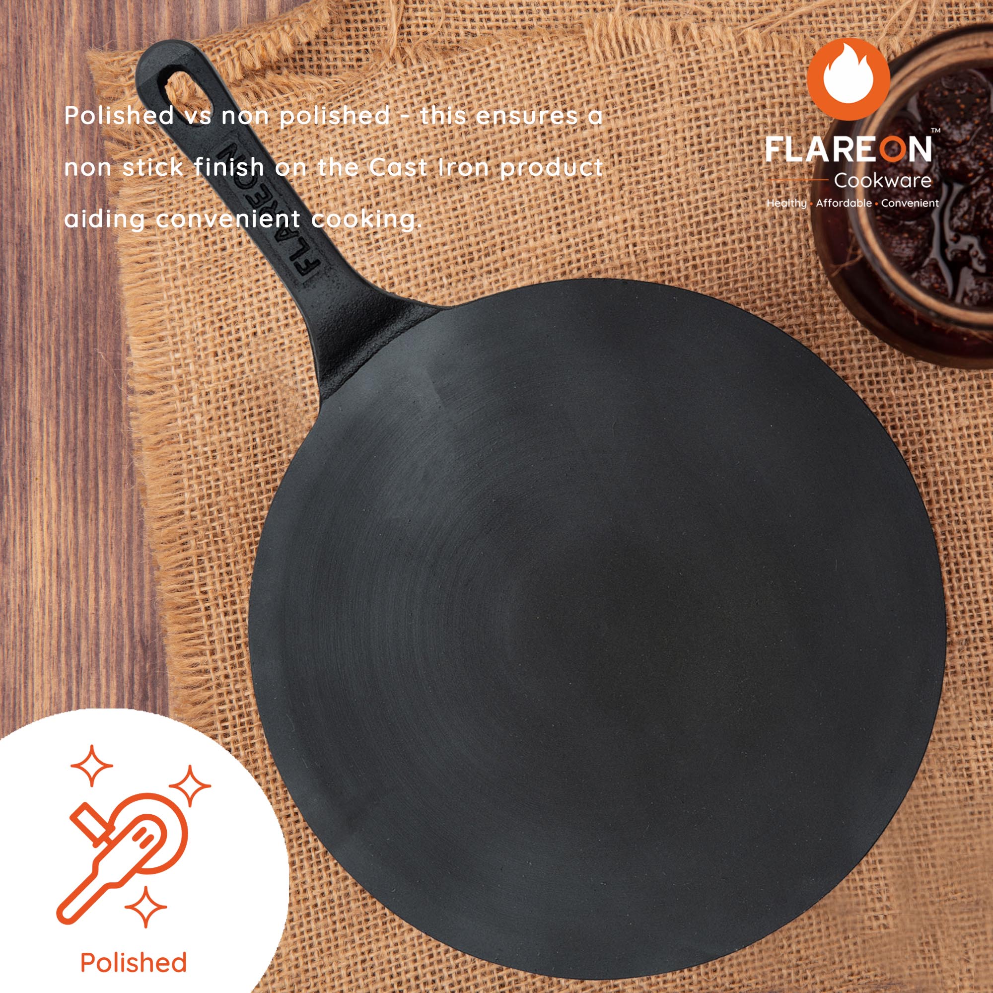 FlareOn Cast Iron Roti Tawa Long Handle - 10 Inch – FlareOn BBQ